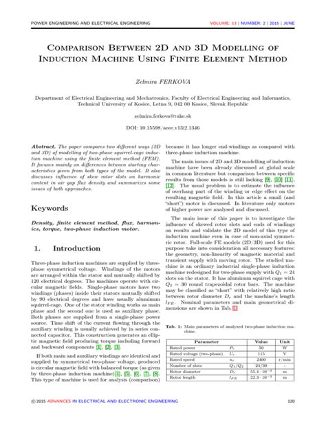 comparison between 2d and 3d modelling of induction machine