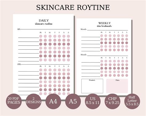 Skincare Routine Plannerskincare Routine Printableskincare Etsy