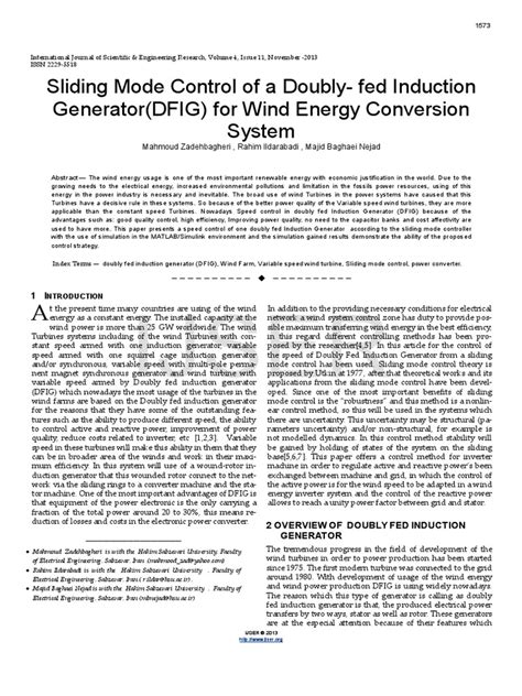 sliding mode control of a doubly fed induction generator dfig for wind energy conversion system