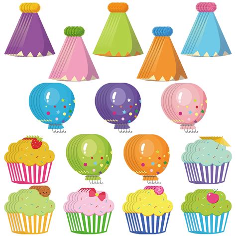 Buy 60 Pieces Colorful Cupcake Cutouts Birthday Classroom Bulletin
