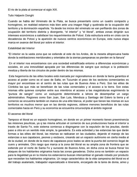 El Rio De La Plata Al Comenzar El Siglo XIX Tulio Halperin Donghi