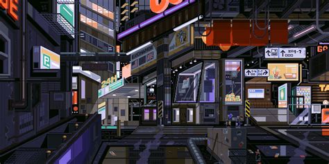 Pixel Art City K Cyberpunk Waneella Hd Wallpaper