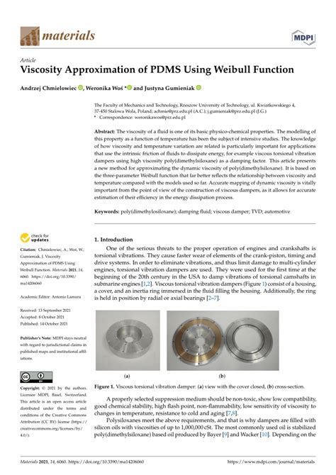 pdf viscosity approximation of pdms using weibull function