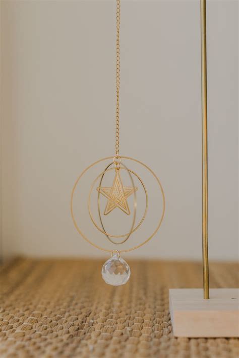 Golden Star Sun Catcher Boho Sun Catcher Brass Mobile Brass