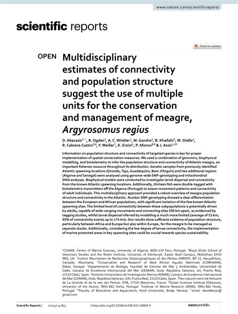 Pdf Multidisciplinary Estimates Of Connectivity And Population