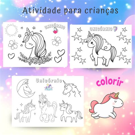 Desenhos para Imprimir e Colorir kit Unicórnios Elo7