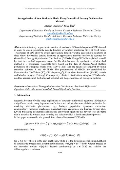 pdf an application of new stochastic model using generalized entropy optimization methods
