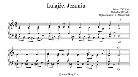 Lulajże Jezuniu nuty i tekst pdf na organy lub pianino do kolędy
