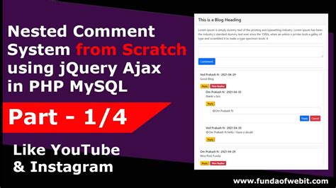 part 1 4 nested comment system using jquery in php mysql from scratch add comment youtube