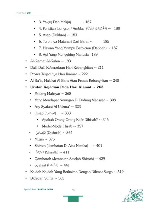 Daftar Isi Buku Syarah Rinci Rukun Iman Karya Ustadz Dr Firanda