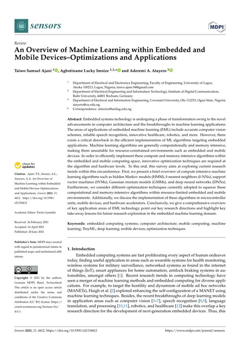 pdf an overview of machine learning within embedded and mobile devices optimizations and