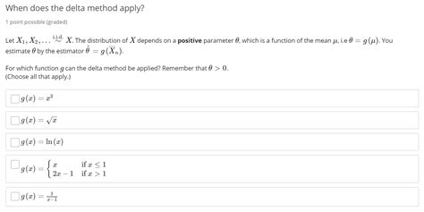 solved when does the delta method apply 1 point possible