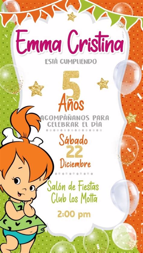 VIDEO TARJETA DE INVITACIÓN PEBBLES PICAPIEDRAS Tarjetas de