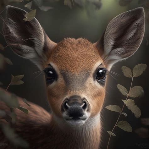 Premium Ai Image A Shy Deer With Big Doe Eyes