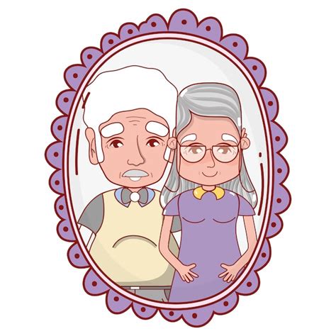 Abuelos Lindos Pareja De Dibujos Animados Vector Premium