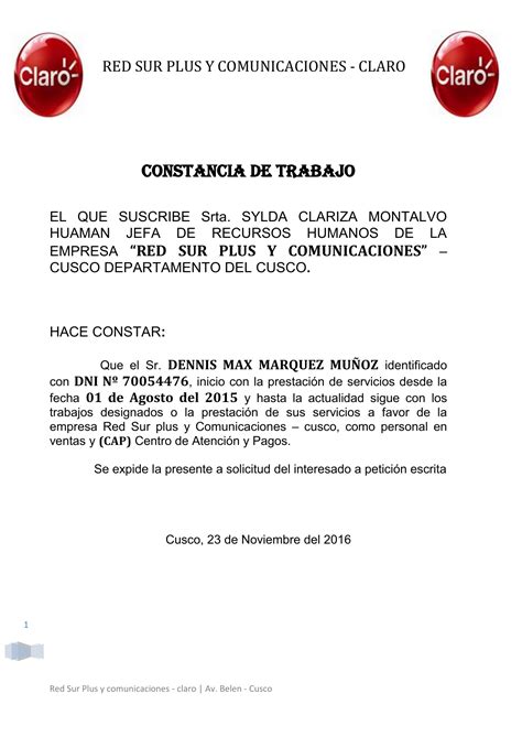 Constancia Ejemplos
