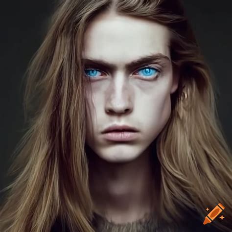 Serious Man With Long Hair And Intense Gaze On Craiyon