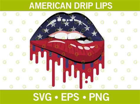 The American Drip Lips Svg Clip Art
