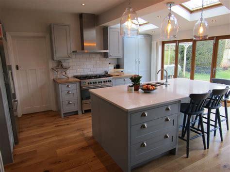 Grey Shaker Style Kitchen With Oak Worktop Modern Kitchen Other