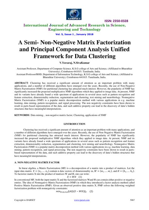 pdf a semi non negative matrix factorization and principal component analysis unified
