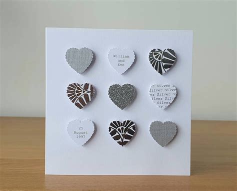 Handmade Personalised SILVER Wedding Anniversary Card 25th Etsy UK
