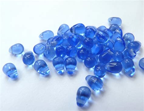 Pcs X Mm Czech Glass Teardrop Tear Drop Beads Sapphire Blue