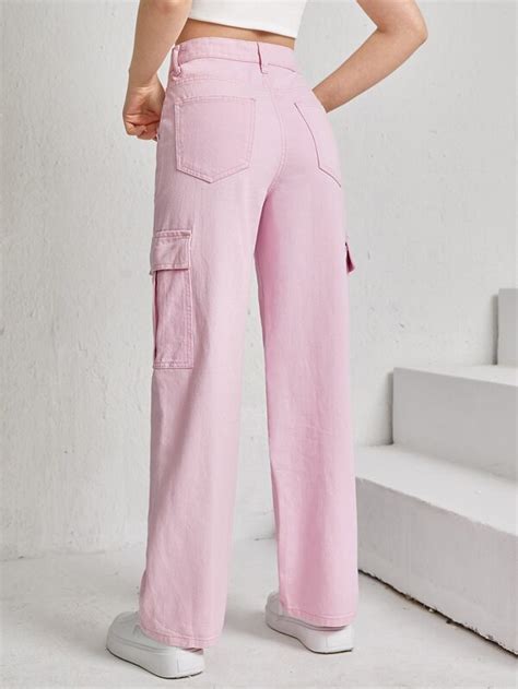 SHEIN Fille Adolescente Jean Cargo Poche À Rabat Mode en ligne