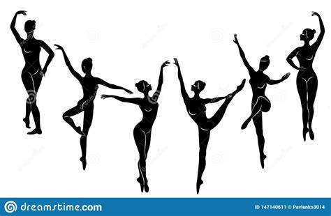 Collection Silhouette Of A Cute Lady She Is Dancing Ballet The Girl