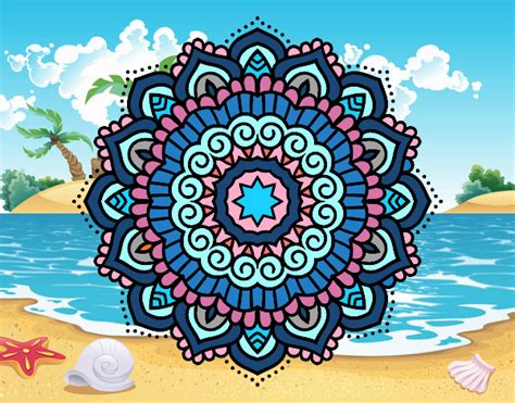 Dibujo De Una Bonita Mandala Estrella Decorada Pintado Por En Dibujos