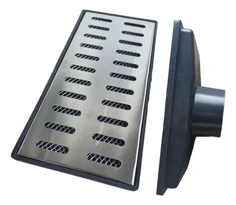 Ralo Pluvial Quintal 15x30 Inox 304 Cocho Coletor Saída Baixa 100mm e