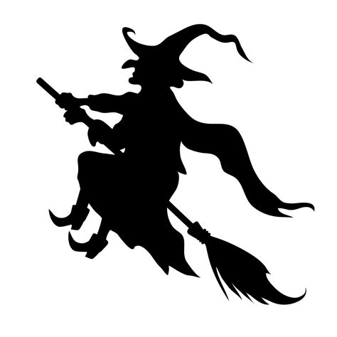 Silhouette Of A Witch Flying On A Broomstick 4268935 Vector Art At