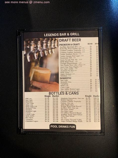Menu At Legends Bar Grill Loganville