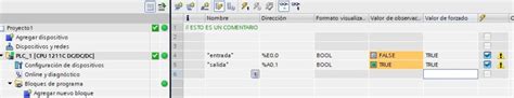 TABLA de OBSERVACIÓN y FORZADO en TIA Portal