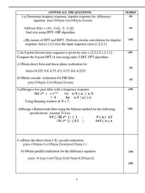 dsp assignment pdf discrete fourier transform digital signal processing
