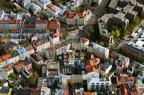 München aus der Vogelperspektive Baustelle zum Neubau einer