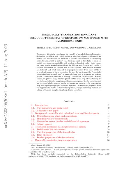 pdf essentially translation invariant pseudodifferential operators on manifolds with