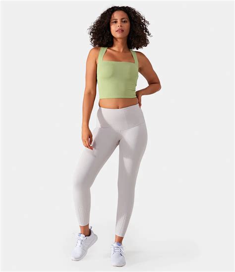 Womens Padded Crisscross Lace Up Workout Cropped Tank Top Halara