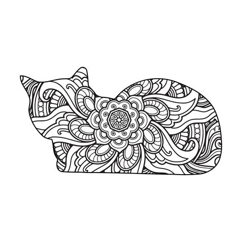 gato mandala página para colorear para niños 7848788 Vector en Vecteezy