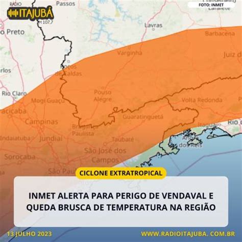 INMET ALERTA PARA PERIGO DE VENDAVAL E QUEDA BRUSCA DE TEMPERATURA NA