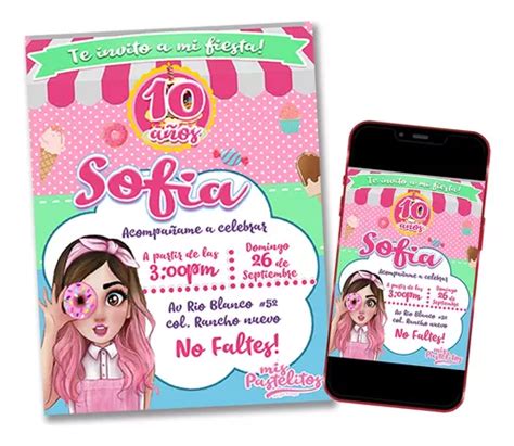 Invitación Digital De Mis Pastelitos I Para Niña Meses sin interés