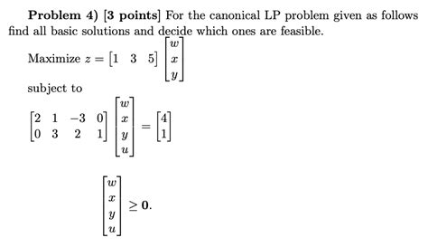 solved problem 4 [3 points for the canonical lp problem