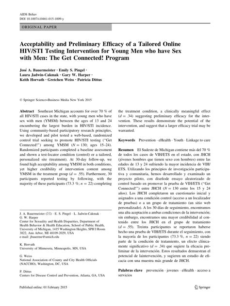 pdf acceptability and preliminary efficacy of a tailored online hiv sti testing intervention