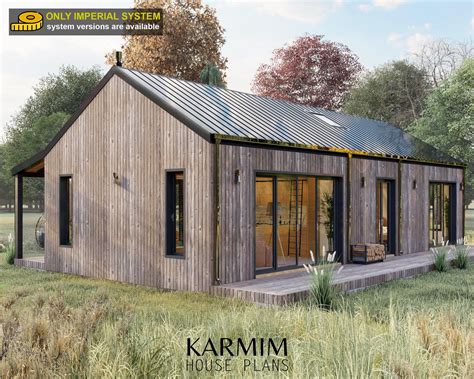 2044 Modern Barndominium Cabin House Plan Tiny Farmhouse Cabin Floor