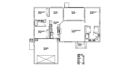 General Layout Plan Details Of Three Bedroom House Dwg File Cadbull
