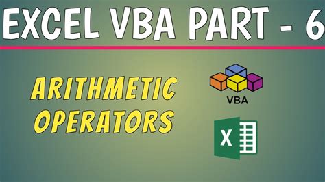 Arithmetic Operators In Vba Vba Macro Vbamacro Excel Youtube