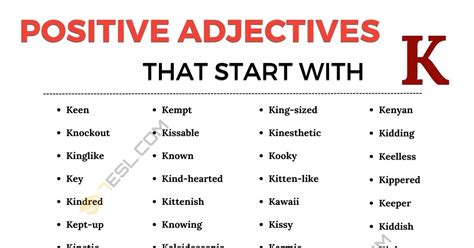 53 Positive Adjectives That Start With K In English 7ESL