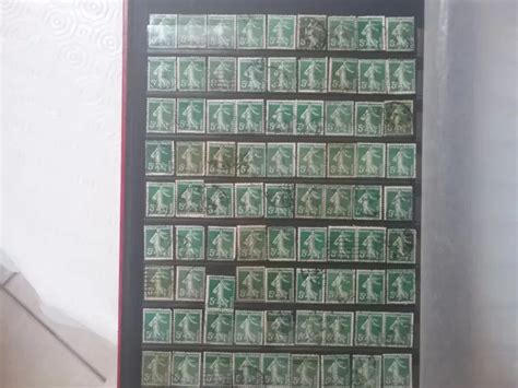 AC35 FRANCE 81 timbres oblitérés Semeuse vert foncé 5 c 137 variété à
