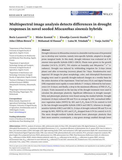 pdf multispectral image analysis detects differences in drought responses in novel seeded m