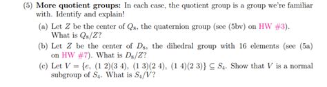 solved 5 more quotient groups in each case the quotient