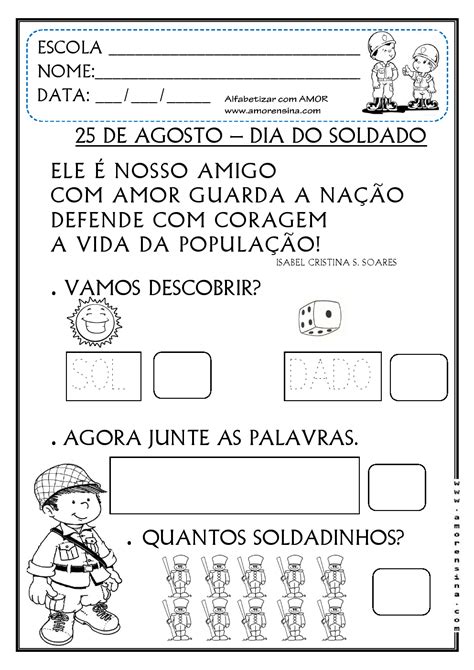 DIA DO SOLDADO 25 DE AGOSTO ATIVIDADES INTERDISCIPLINARES 2º